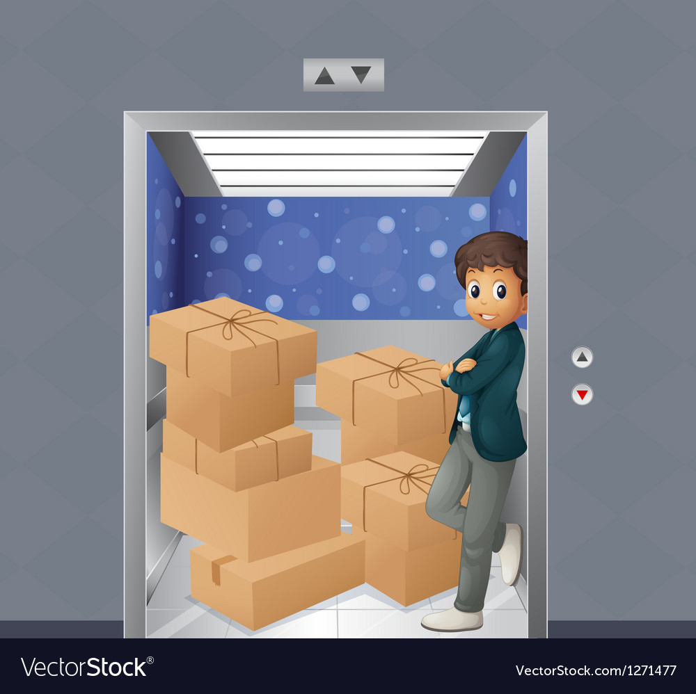 An elevator full boxes Royalty Free Vector Image