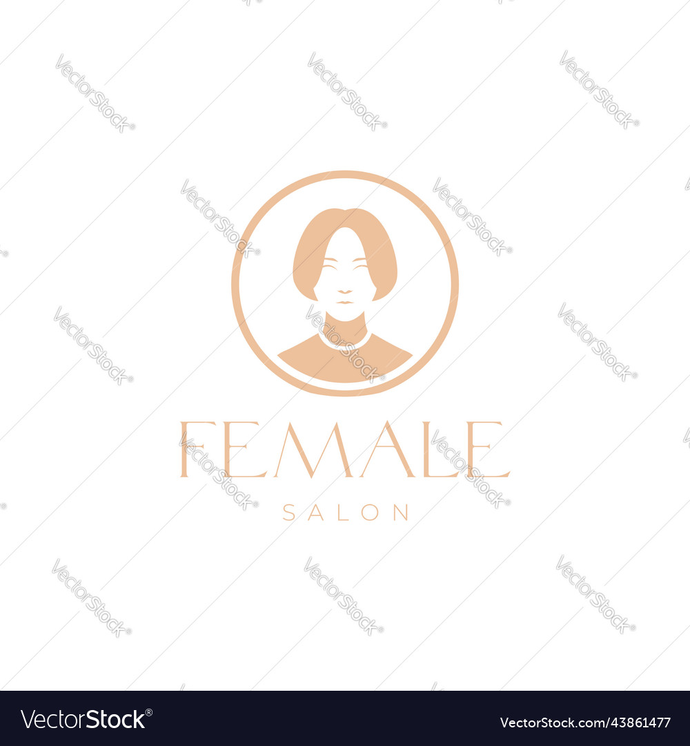 Beauty Female Short Hair Logo Design Royalty Free Vector