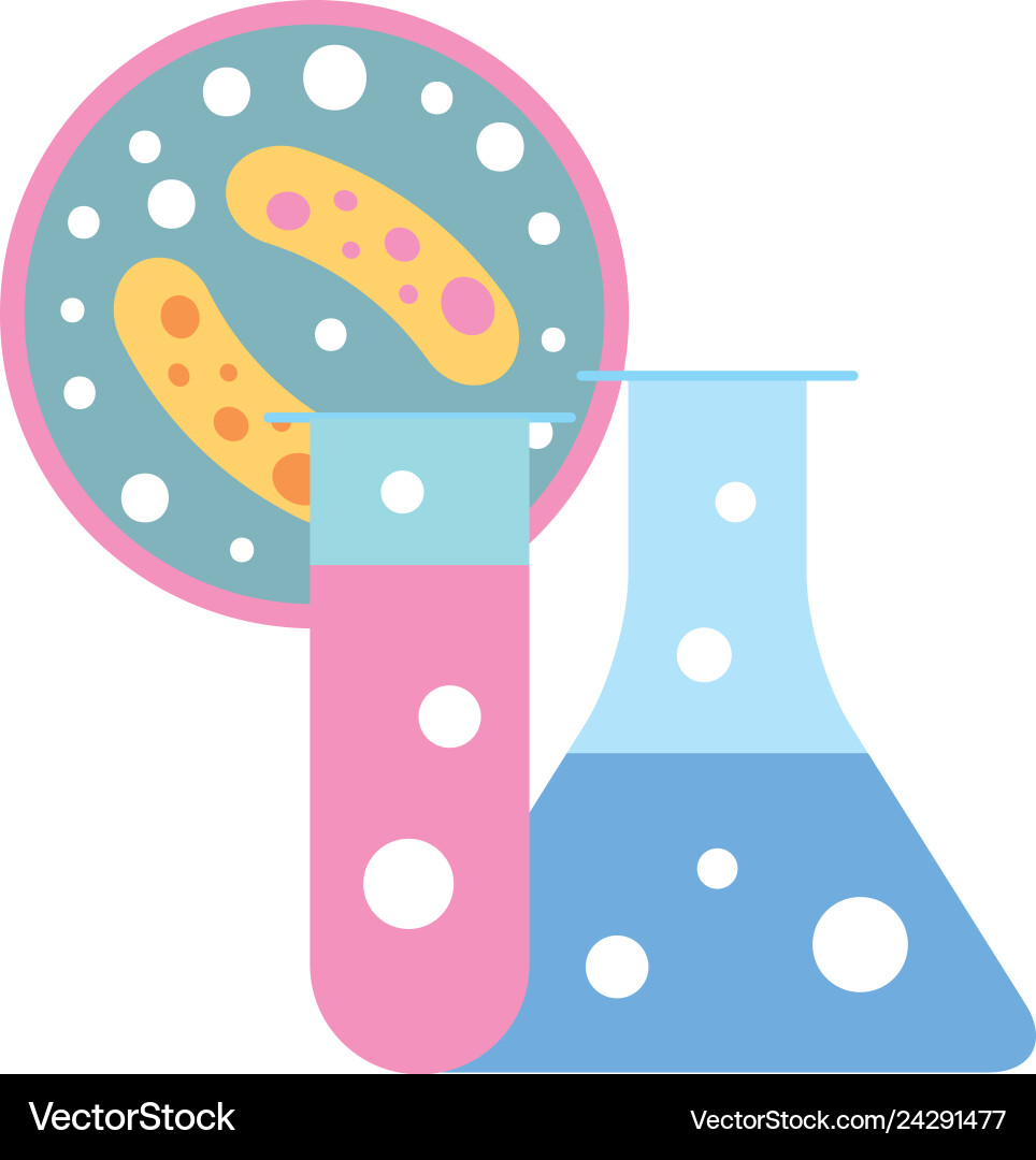 Biology bacteria test tube search Royalty Free Vector Image