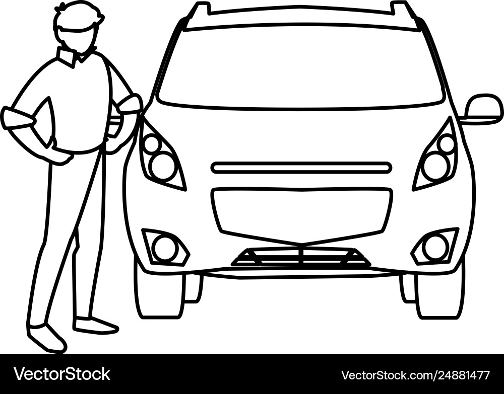 Businessman with car character Royalty Free Vector Image
