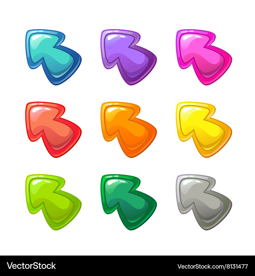 Cartoon colorful glossy arrows set Royalty Free Vector Image