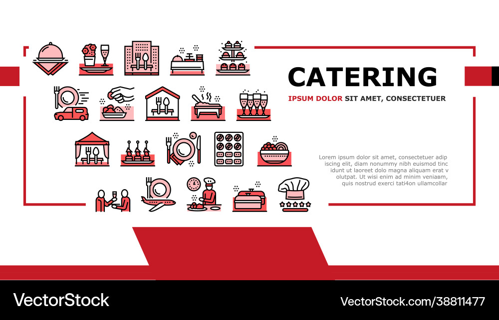 Catering food service landing header Royalty Free Vector