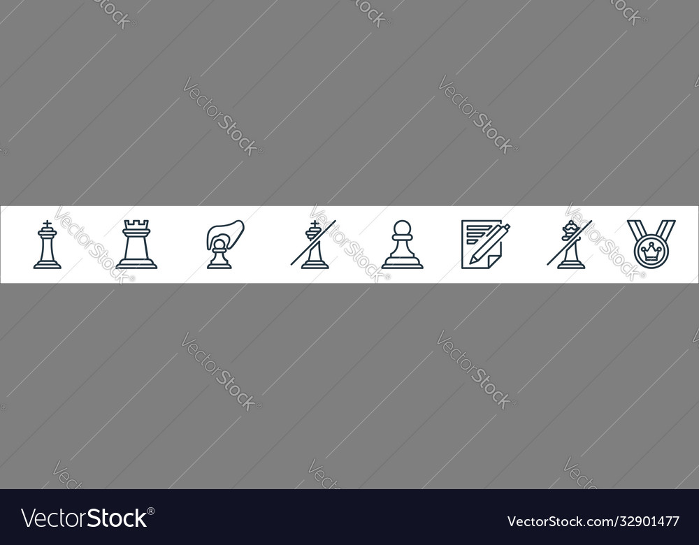 Chess game line icons linear set quality line set Vector Image