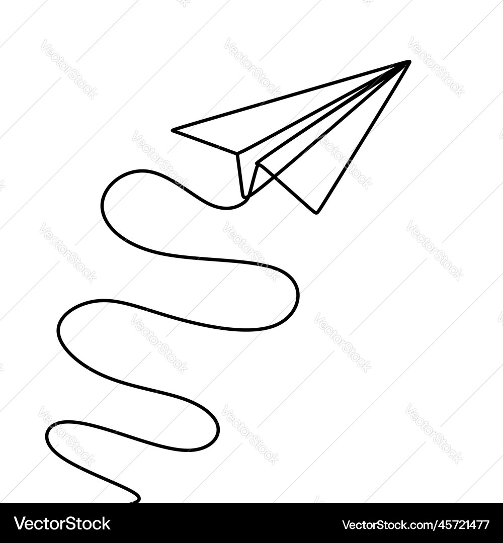 Continuous line drawing of paper plane craft Vector Image