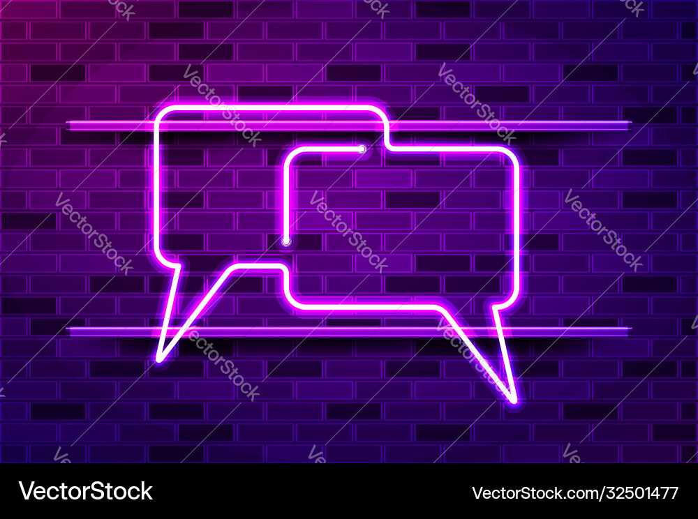 Conversation chat glowing purple neon sign or led Vector Image