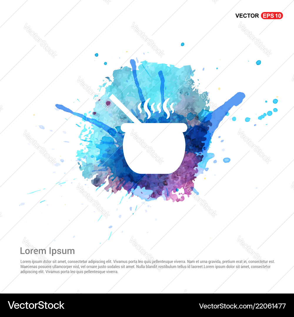 Cooking pot icon - watercolor background Vector Image