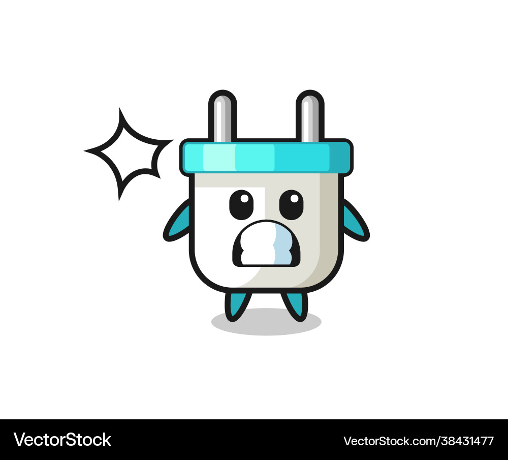 Electric plug character cartoon with shocked Vector Image