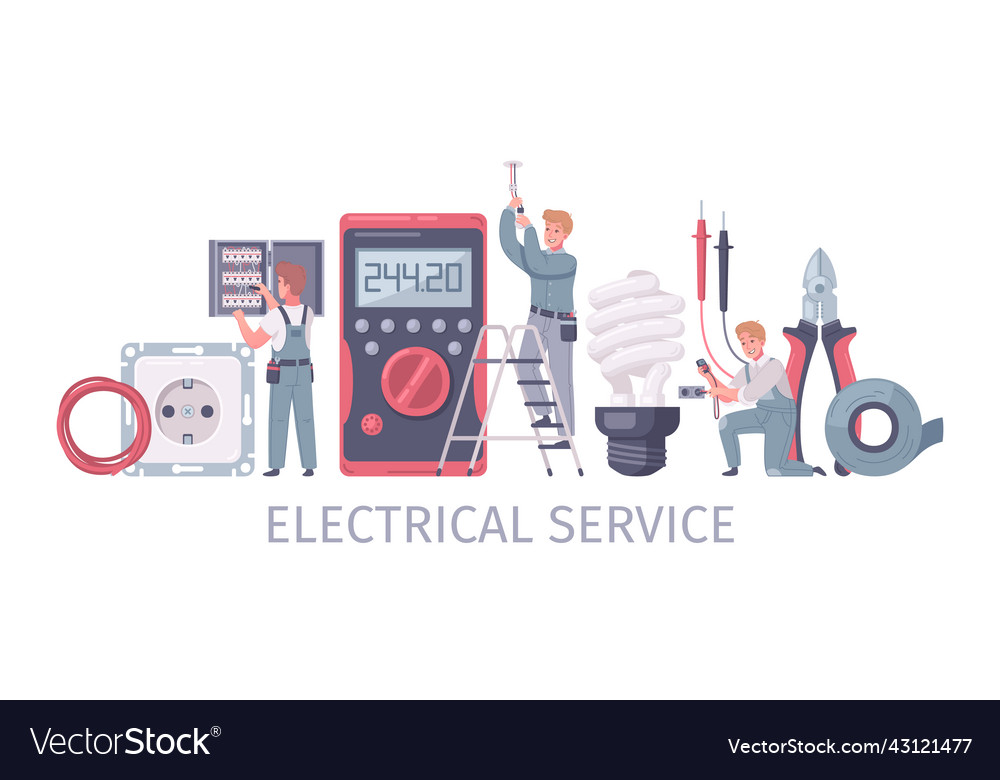 Electrical service workers composition Royalty Free Vector