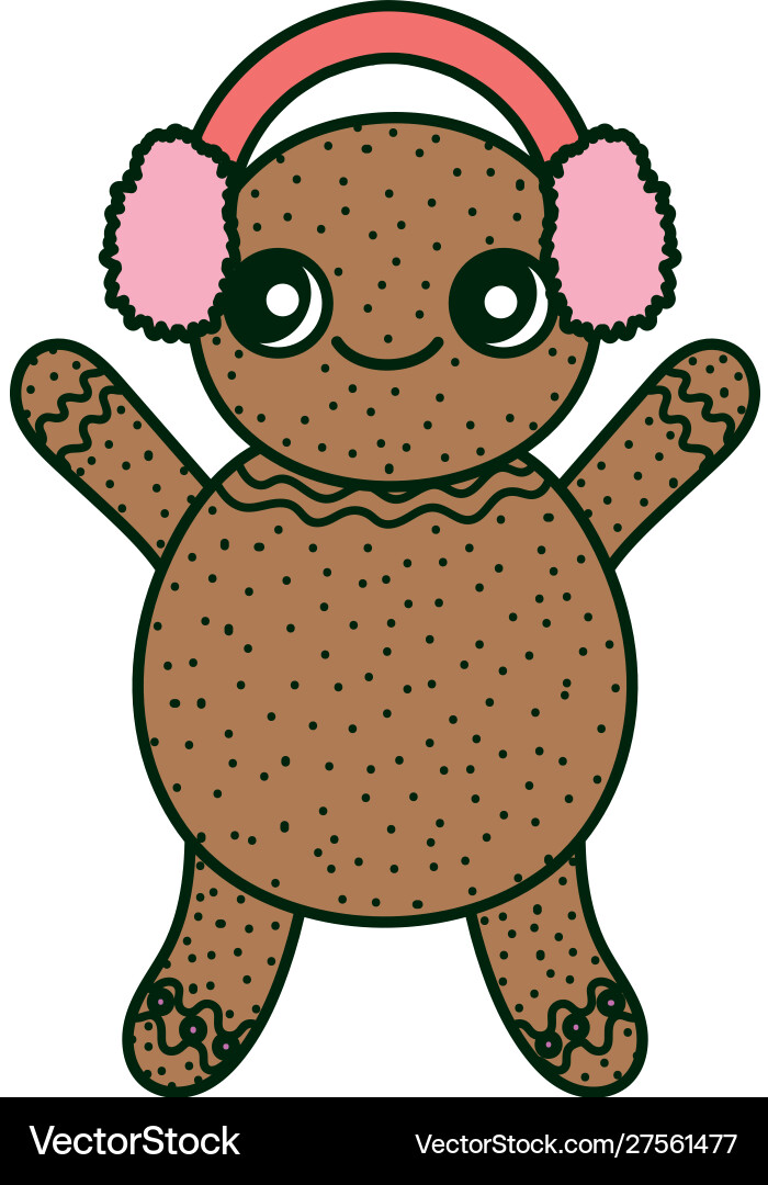 Gingerbread man with ear muffs decoration merry Vector Image
