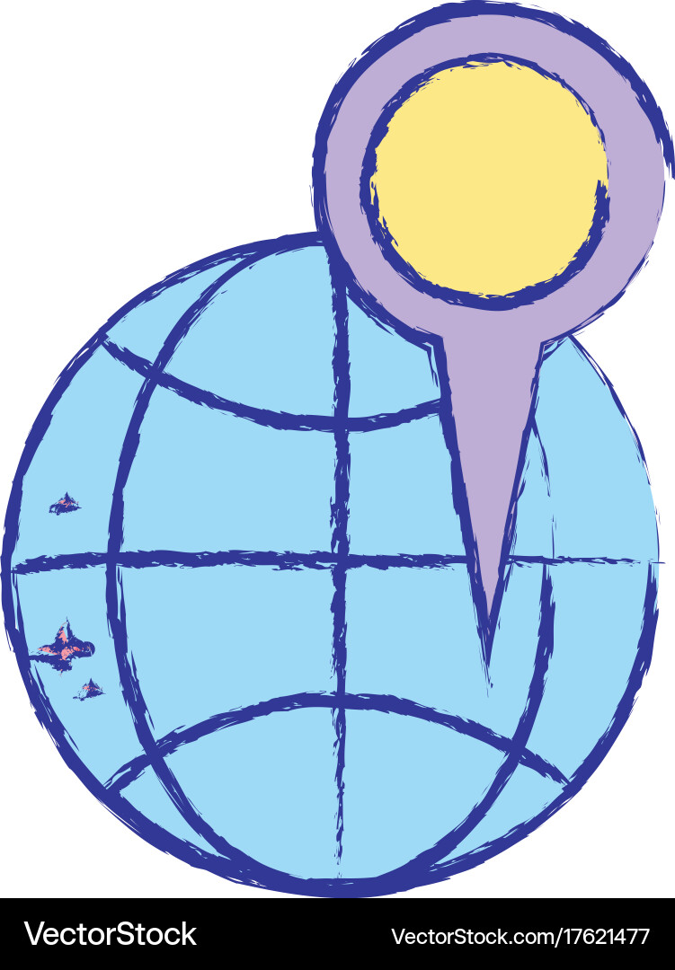 Global map with magnifying glass location symbol Vector Image