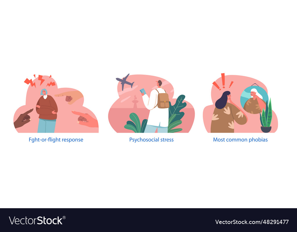 Isolated elements with human fears scenes Vector Image Isolated elements with human fears scenes Vector Image