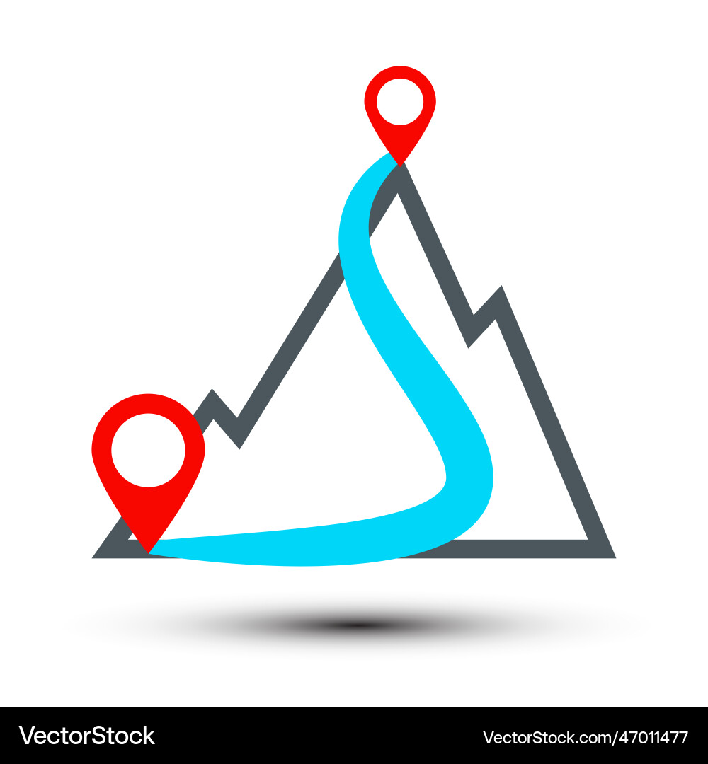 Navigation pins with mountain symbol isolated Vector Image