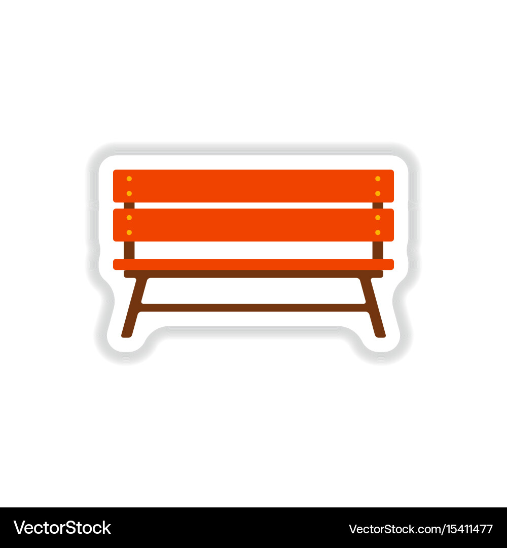 Park bench in paper sticker style Royalty Free Vector Image
