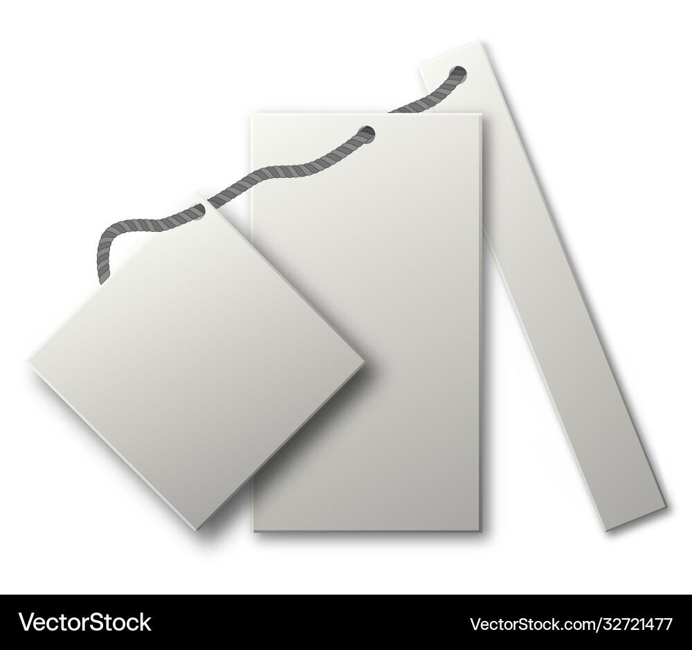 Price tag set white gift label on hang string Vector Image