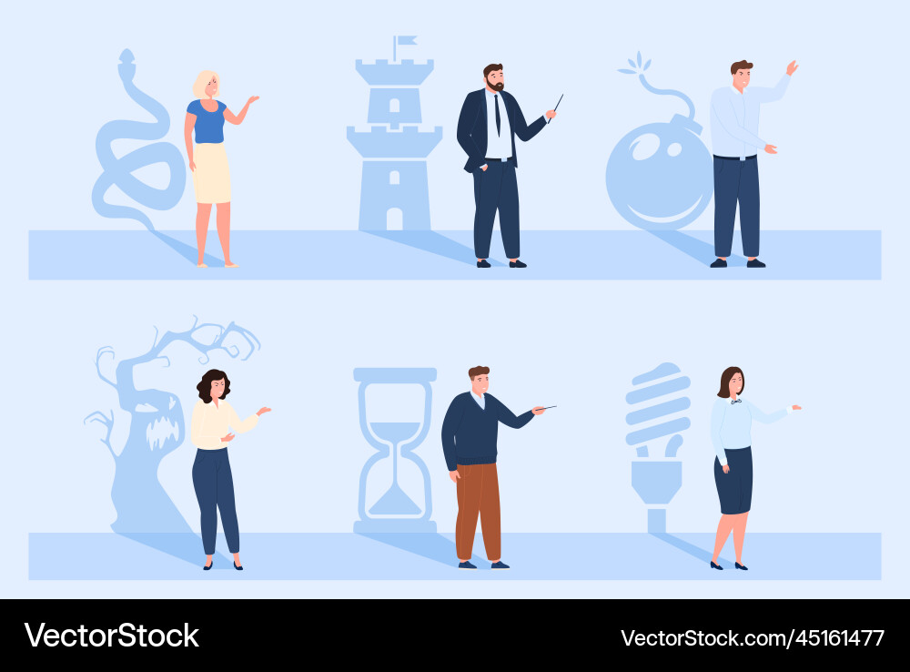 Shadow person symbol set flat business man Vector Image