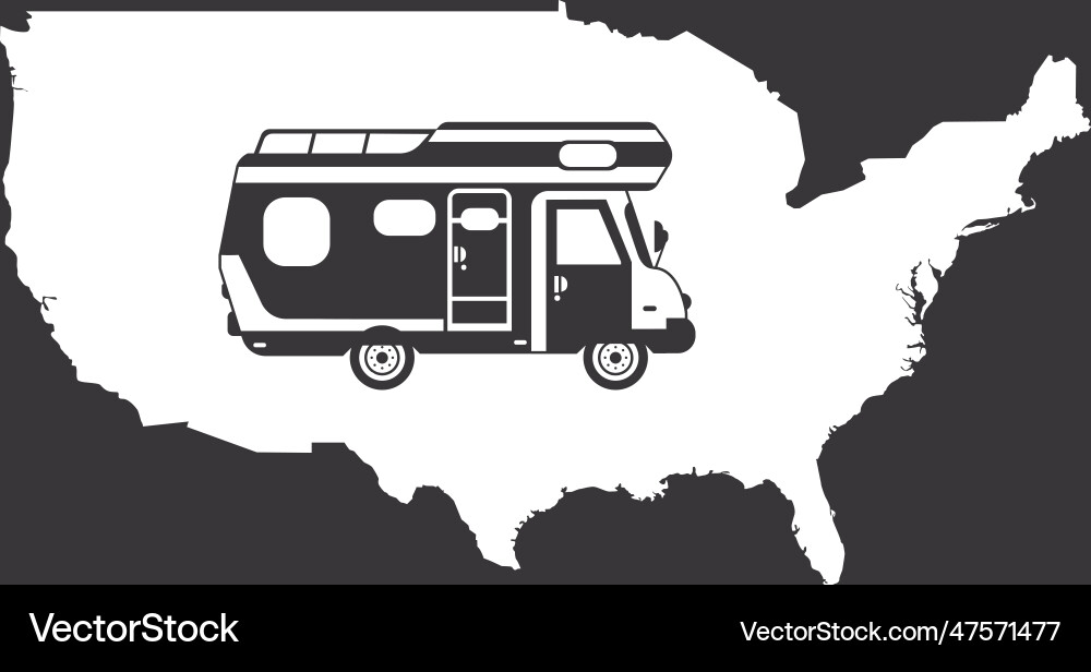 Usa map - camping van Royalty Free Vector Image