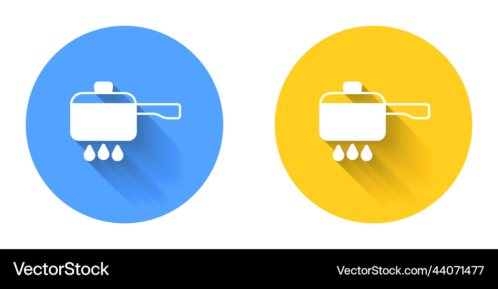 White cooking pot on fire icon isolated with long Vector Image