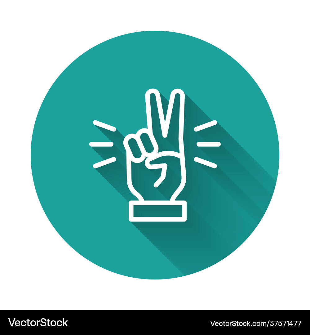 White line hand showing two finger icon isolated Vector Image