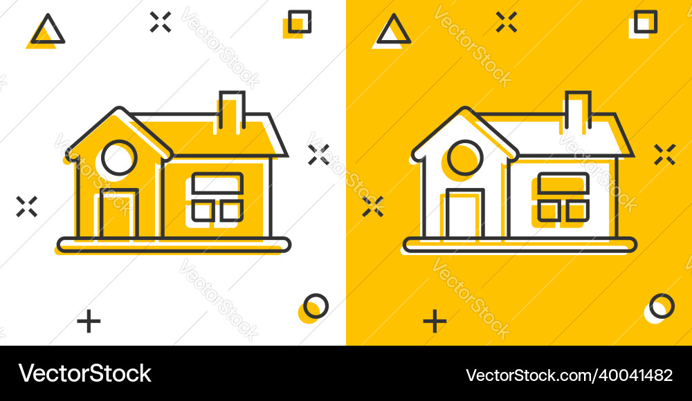 Building icon in comic style home cartoon Vector Image