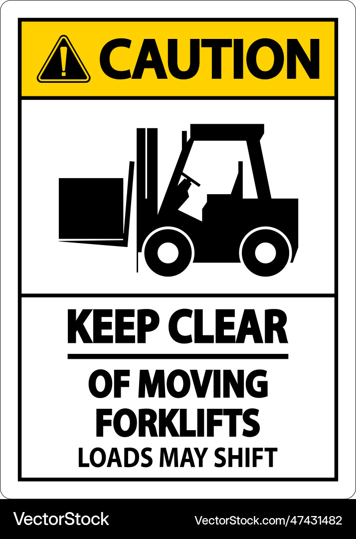 Caution keep clear of moving forklifts sign Vector Image