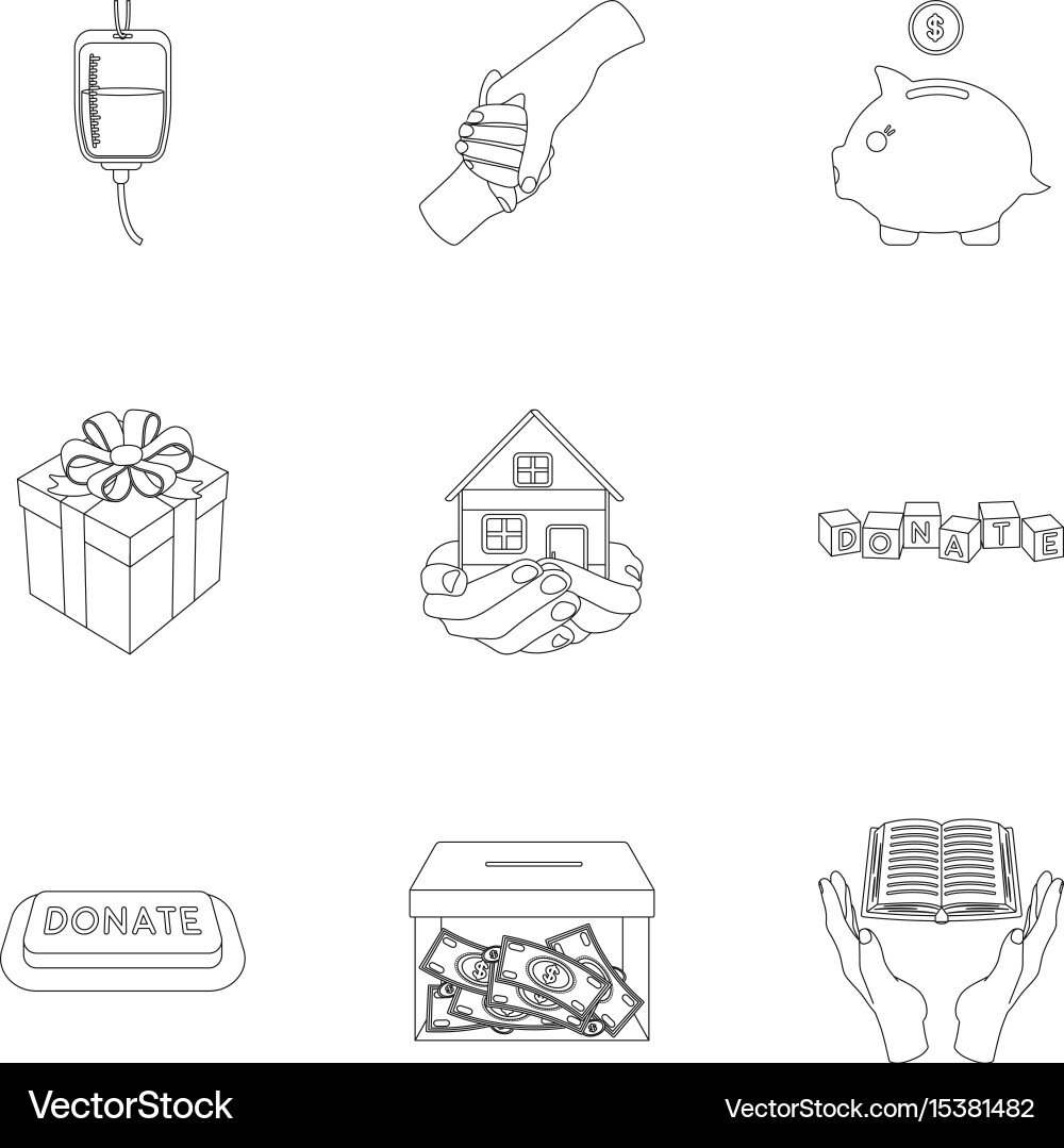 Charitable foundation icons on helping people and Vector Image