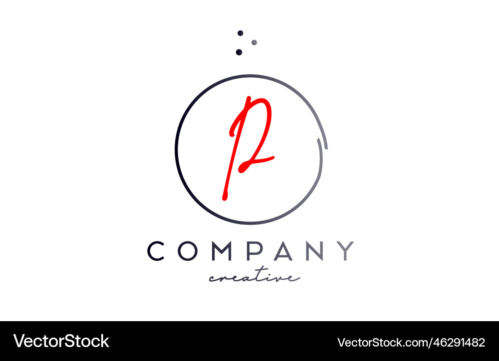 Circle p handwritten alphabet letter logo Vector Image