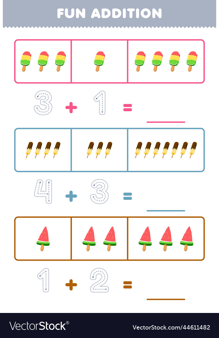 Education game for children fun addition Vector Image