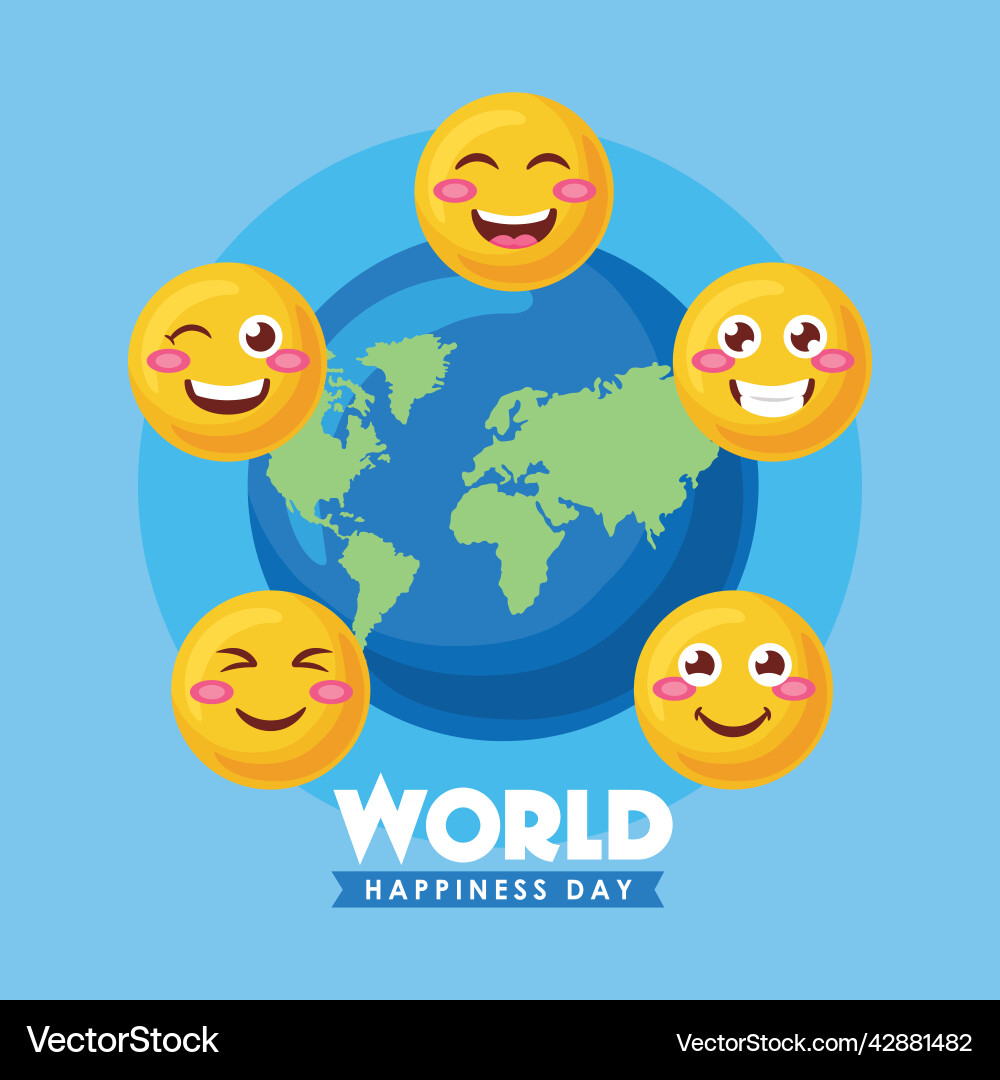 International happiness day lettering template Vector Image