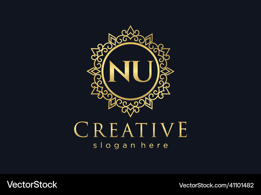 Nu initial letter luxury calligraphic feminine Vector Image