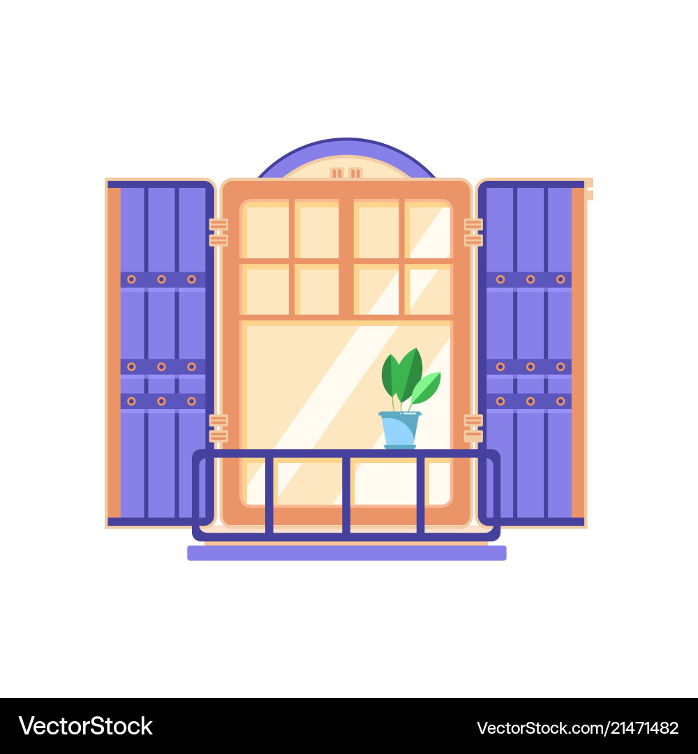 Retro wooden window with blue shutters Royalty Free Vector