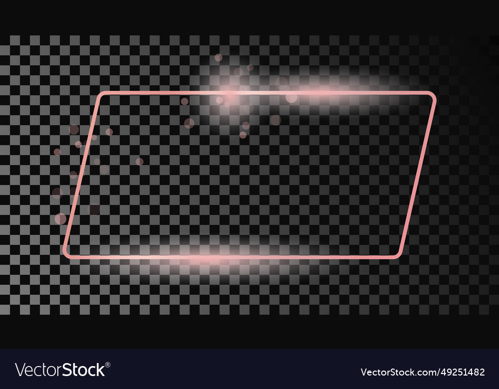Rose gold glowing rounded rectangular shape frame Vector Image