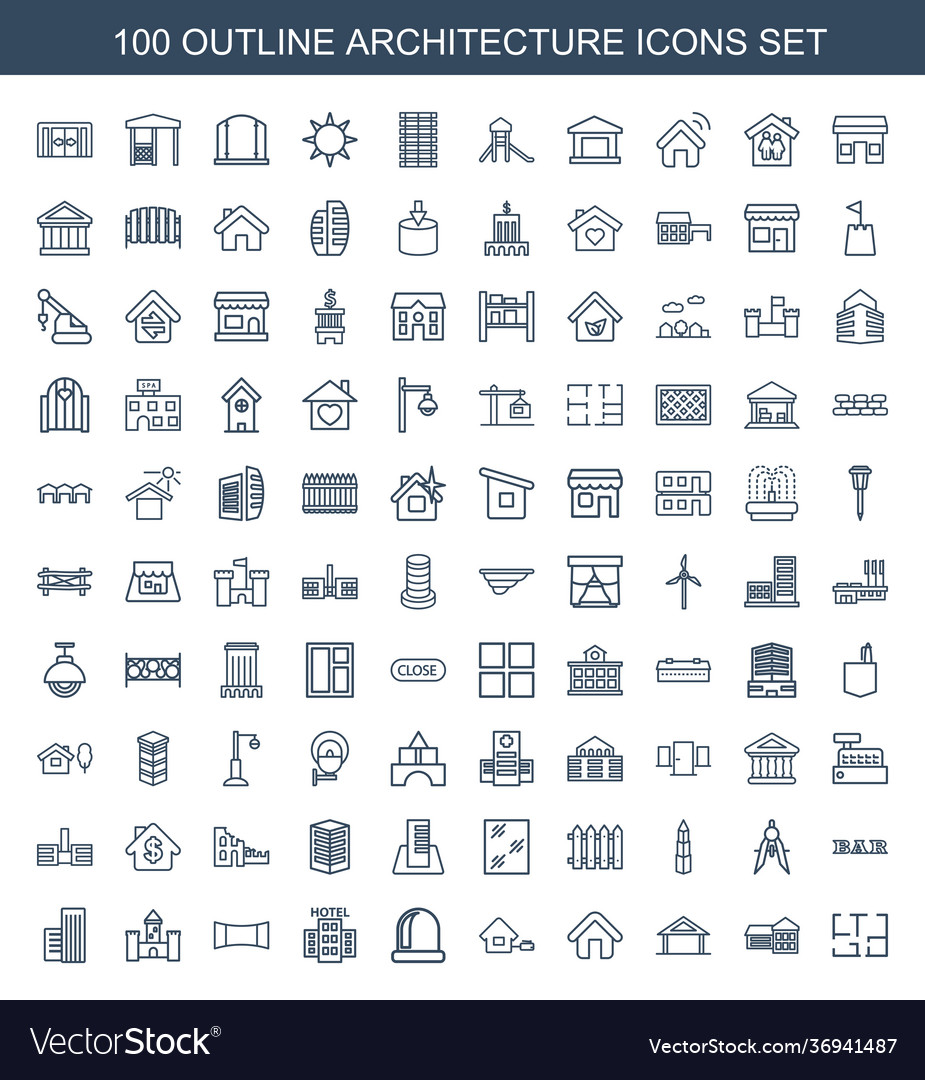 Architecture icons Royalty Free Vector Image - VectorStock