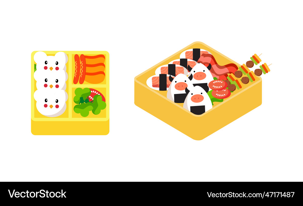 Bento box logo japanese lunch box Royalty Free Vector Image