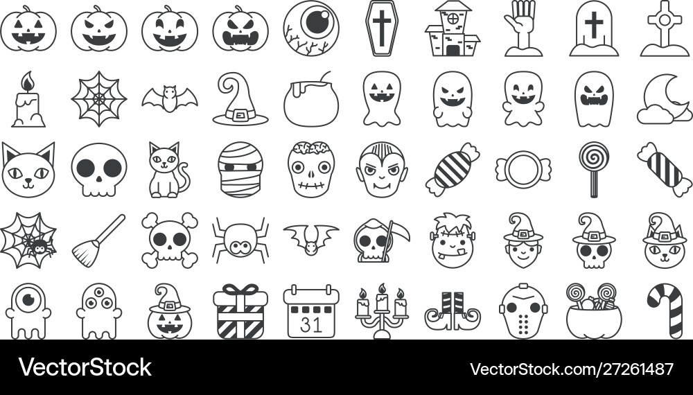 Bundle halloween icons Royalty Free Vector Image