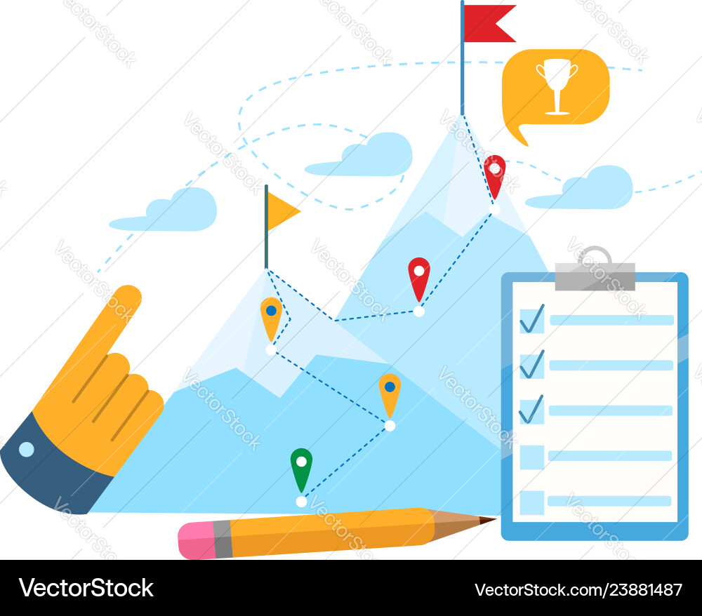 Checkpoints on the way to the goal high level Vector Image