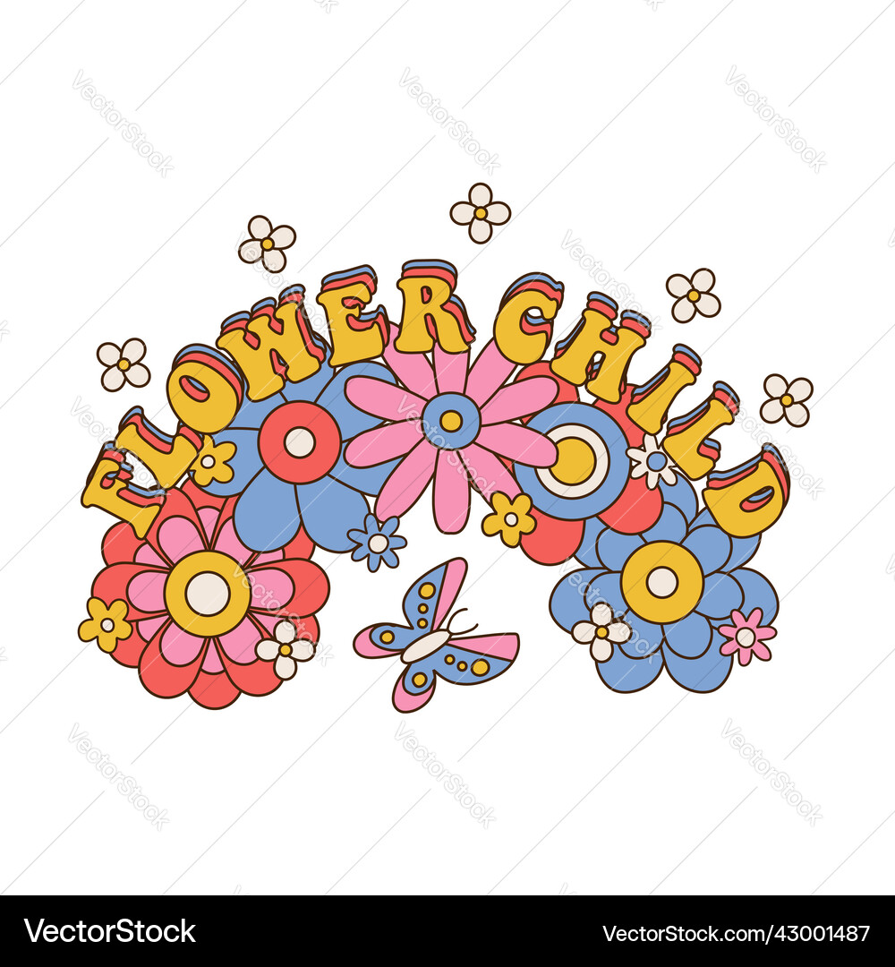 Flower child - lettering text isolated concept Vector Image