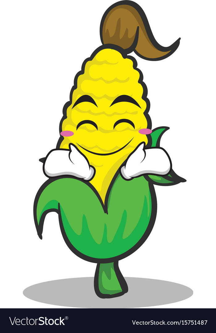 Happy face sweet corn character cartoon Royalty Free Vector