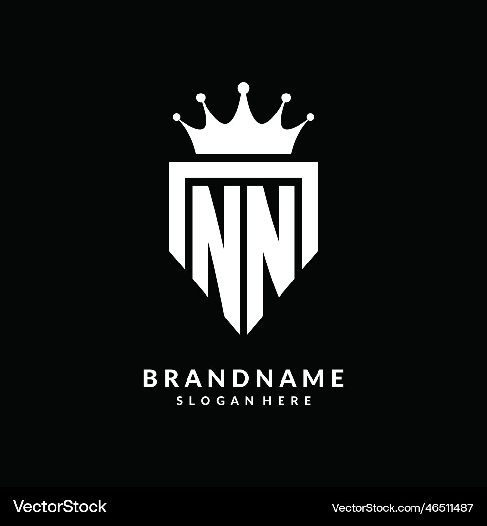 Letter nn logo monogram emblem style with crown Vector Image