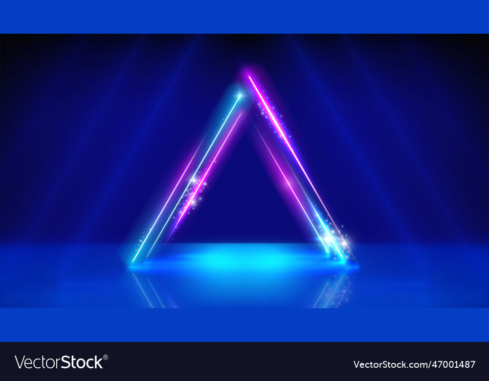 Neon triangular frame led triangle arch light Vector Image