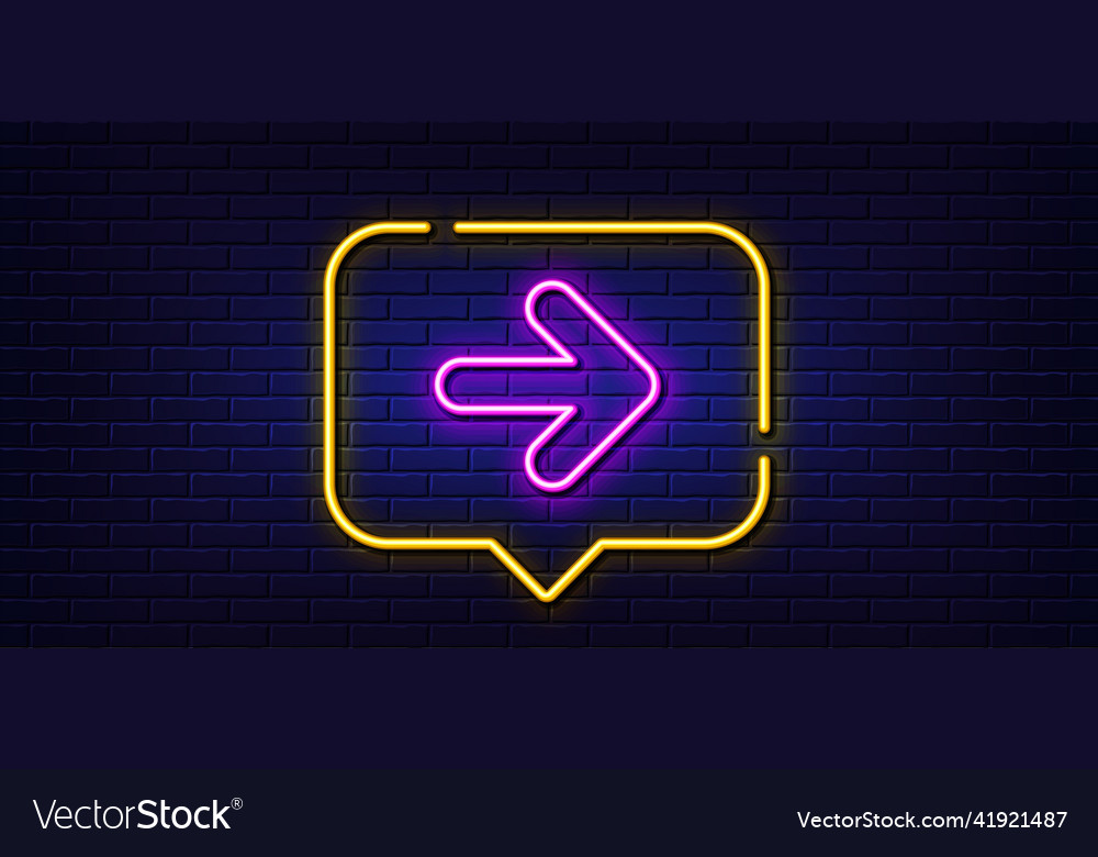 Next arrow line icon forward arrowhead neon Vector Image Next arrow line icon forward arrowhead neon Vector Image
