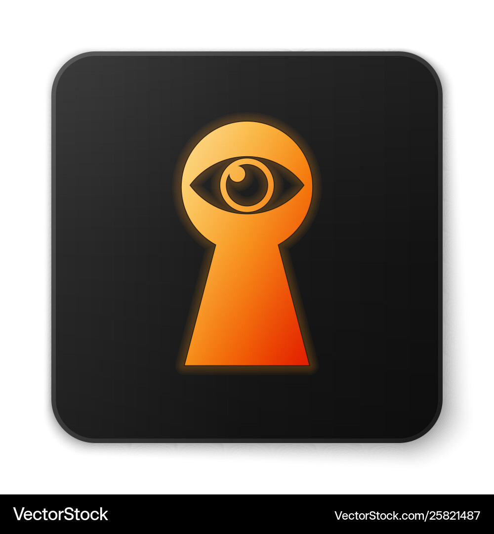 Orange glowing keyhole with eye icon isolated Vector Image