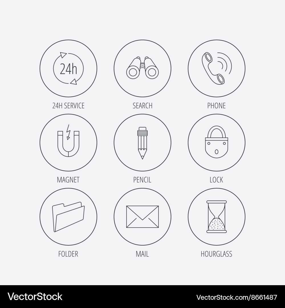 Phone call pencil and mail icons Royalty Free Vector Image