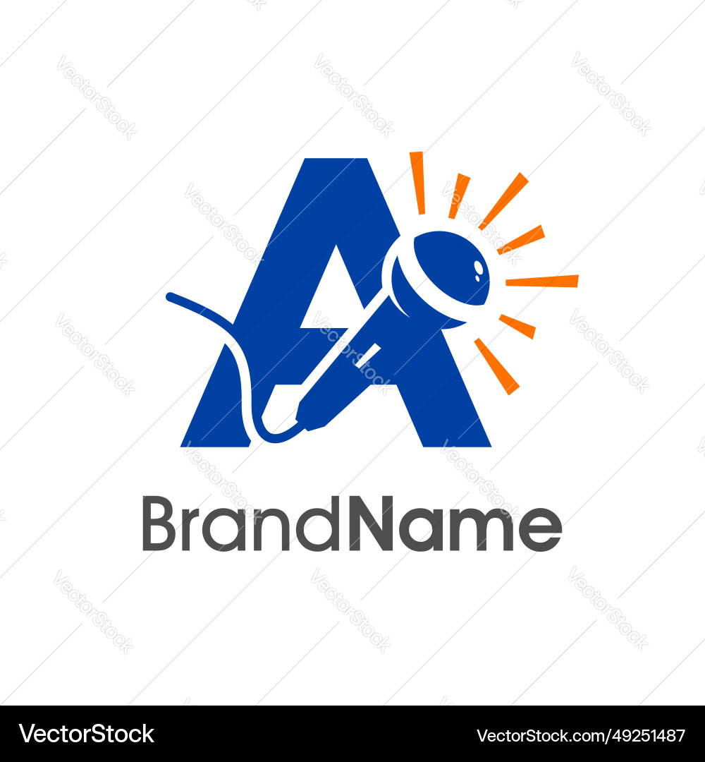 Simple initial a microphone logo Royalty Free Vector Image