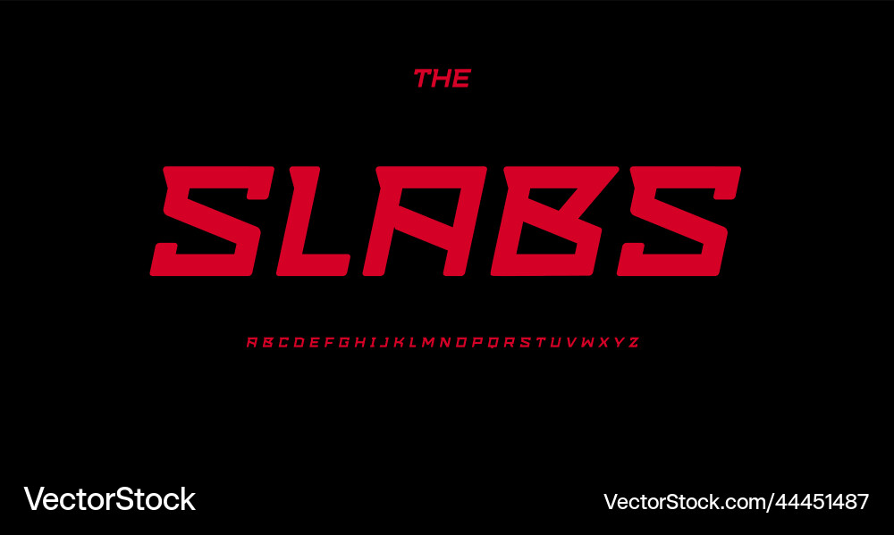 Slab serif font italic bold alphabet slabs Vector Image