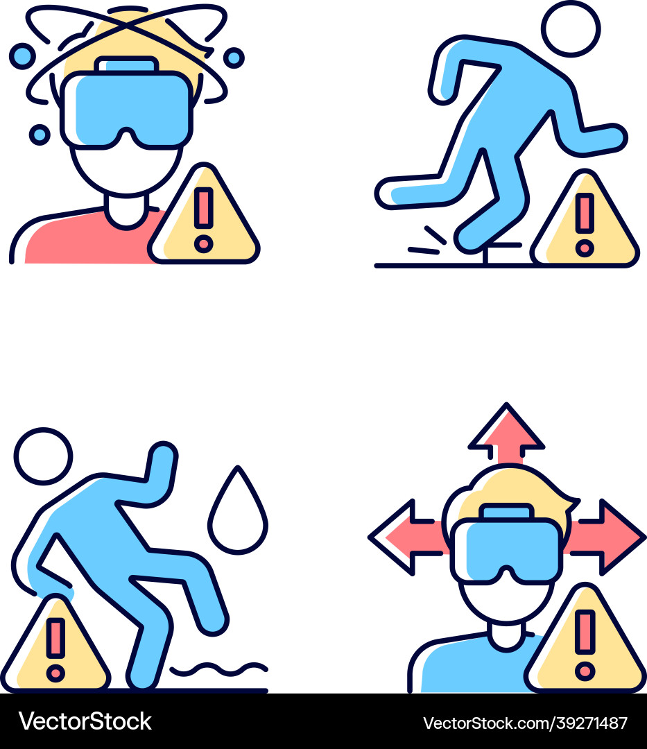 Virtual reality headset warning rgb color manual Vector Image