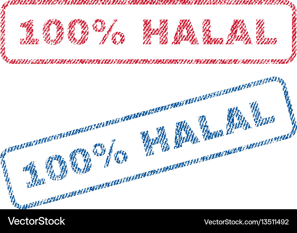 100 percent halal textile stamps Royalty Free Vector Image