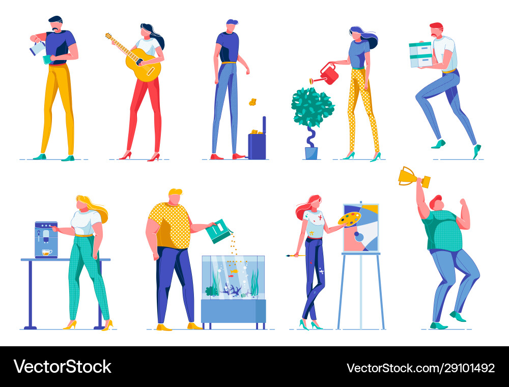 Activities for cartoon people spending time Vector Image