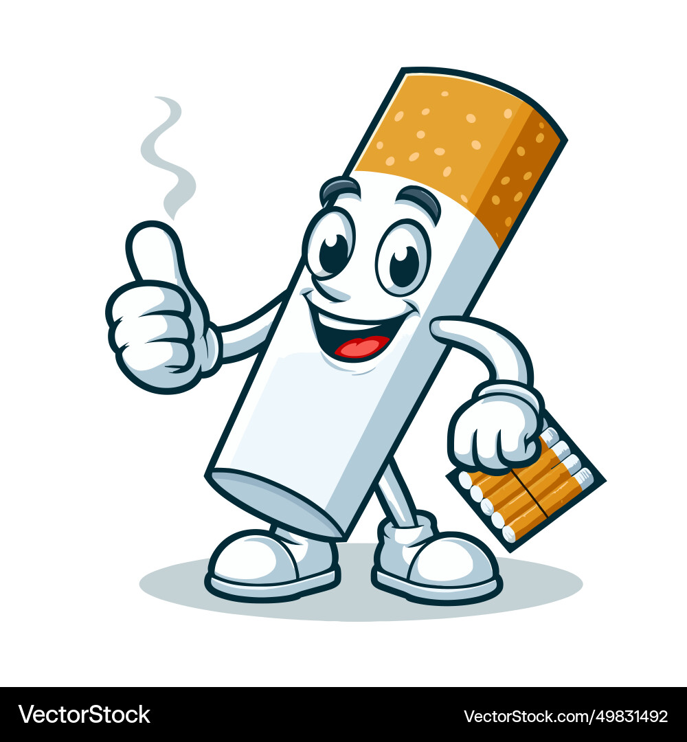 Cartoon cigarette character logo no smoking Vector Image