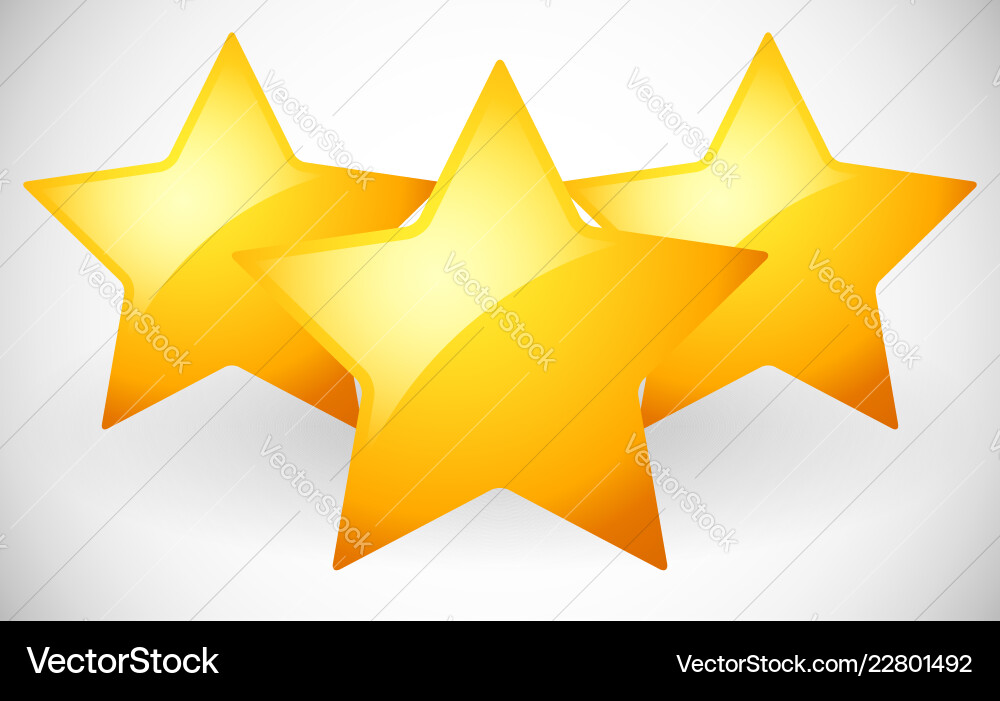 Composition of three bright yellow stars Vector Image