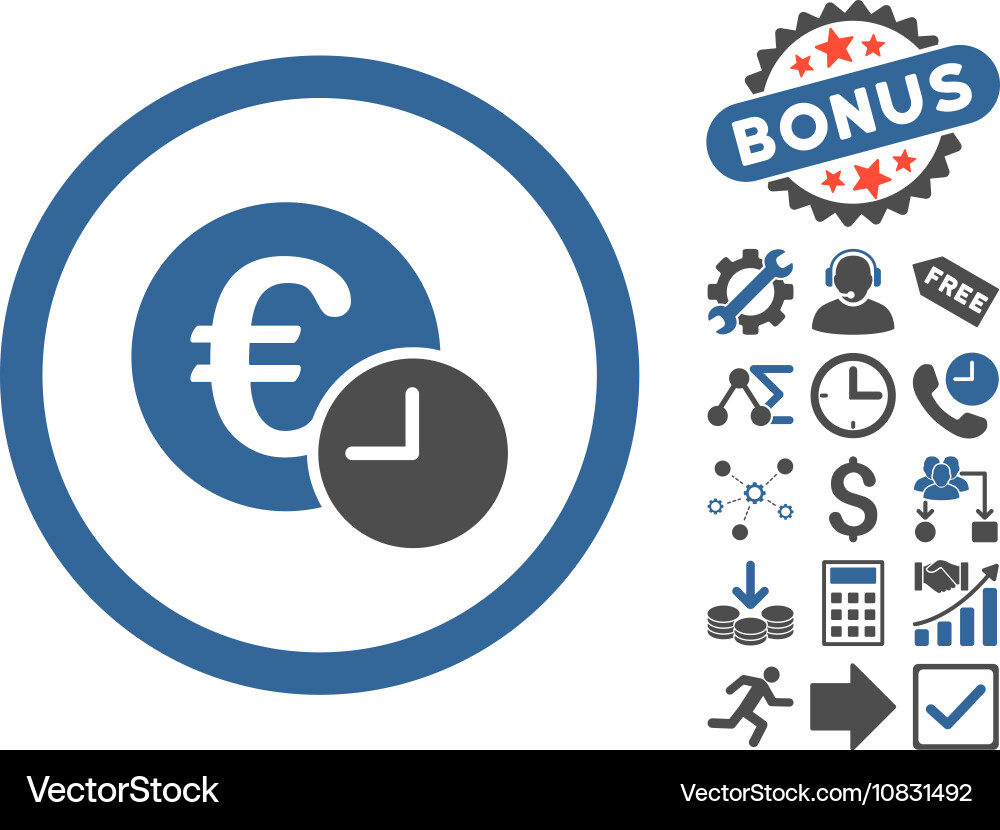 Euro credit flat icon with bonus Royalty Free Vector Image